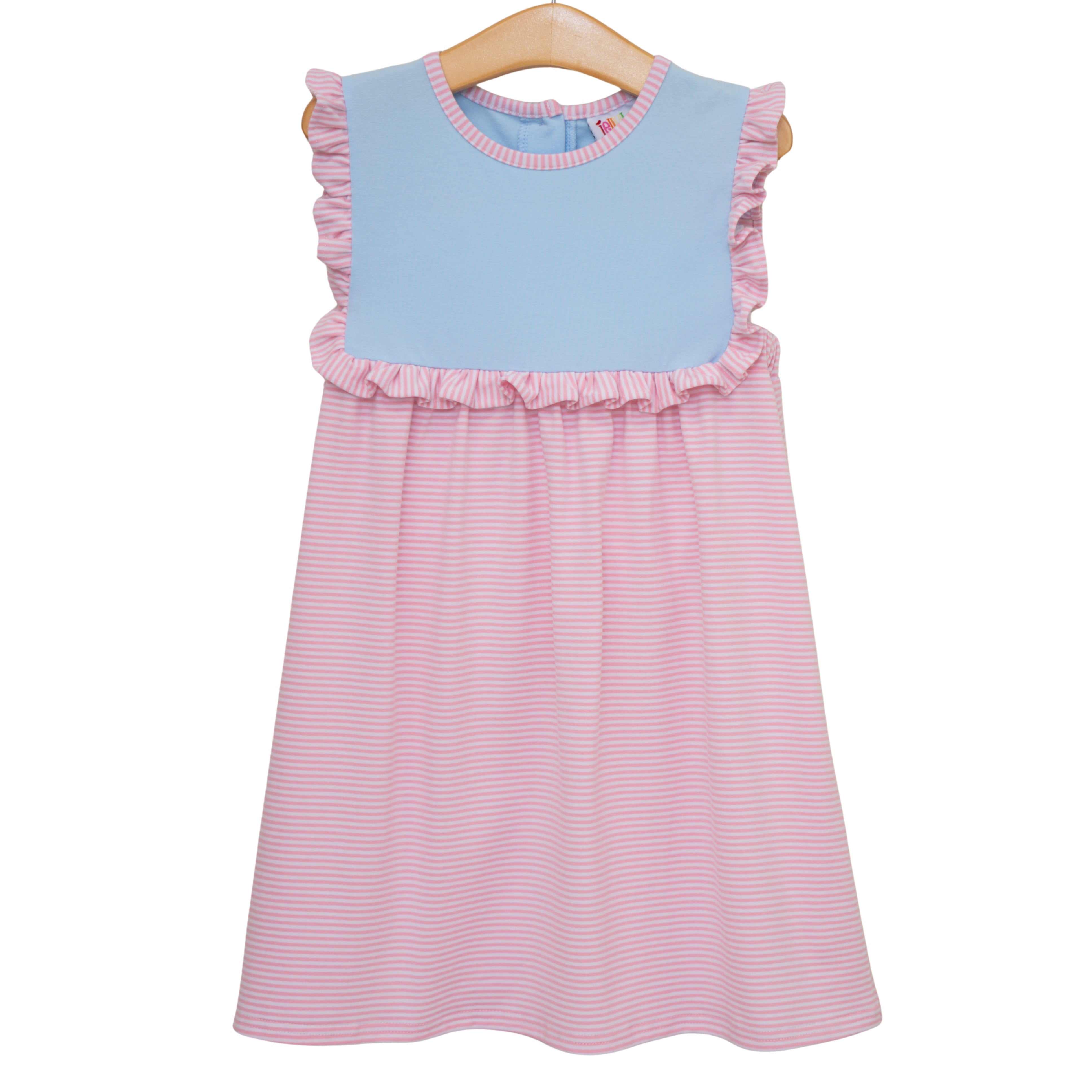 Ruby Dress - Light Blue & Pink Stripe – Proper Peach Monograms